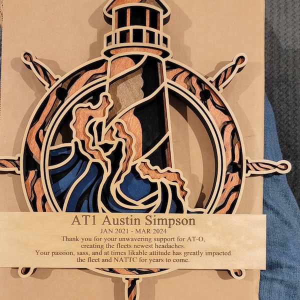 Custom Wood Lighthouse Plaque: Military Retirement Gift - Etsy