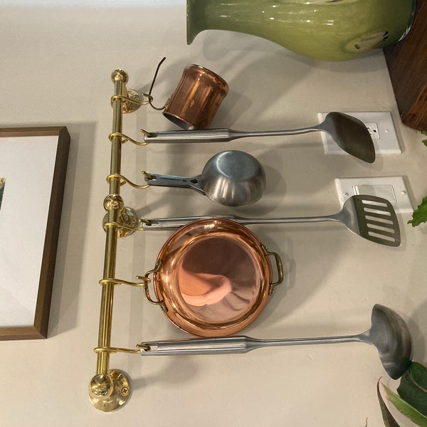 Brass Pot Rail Authentique Hand Crafted Natural Unlacquered Brass Wall ...