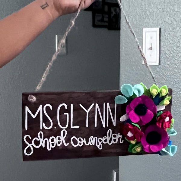 Floral Teacher Classroom Decor Personalized Felt Flower Name Sign Hand ...