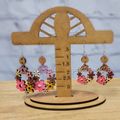 Retro Flower Drop Earring SVG Glowforge - Etsy