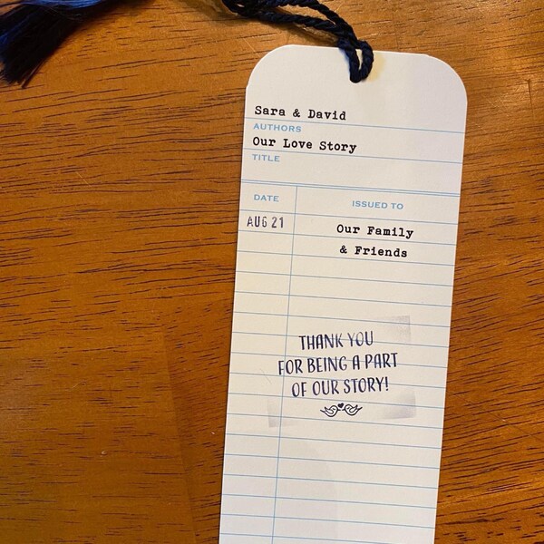 Personalized, Library Check-out Card Wedding Bookmark Favors - Etsy
