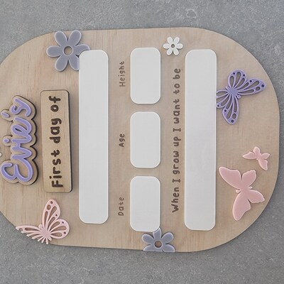 Butterfly Personalised Interchangeable First Day Board, Back to School ...