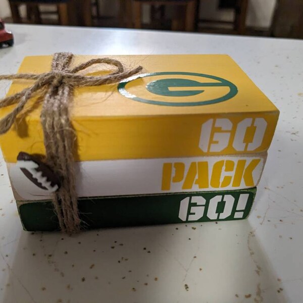 Football Mini Wood Book Stack/ Tier Tray Decor/ Football Decor/ Book ...