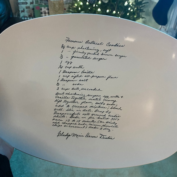Recipe on Platter - Recipe Plate - Handwritten Gift - Family Recipe ...