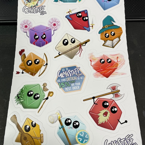 Cute Dice Sticker Packs | Cute Dnd Gift | Kawaii Gift for Dm | Dungeons ...
