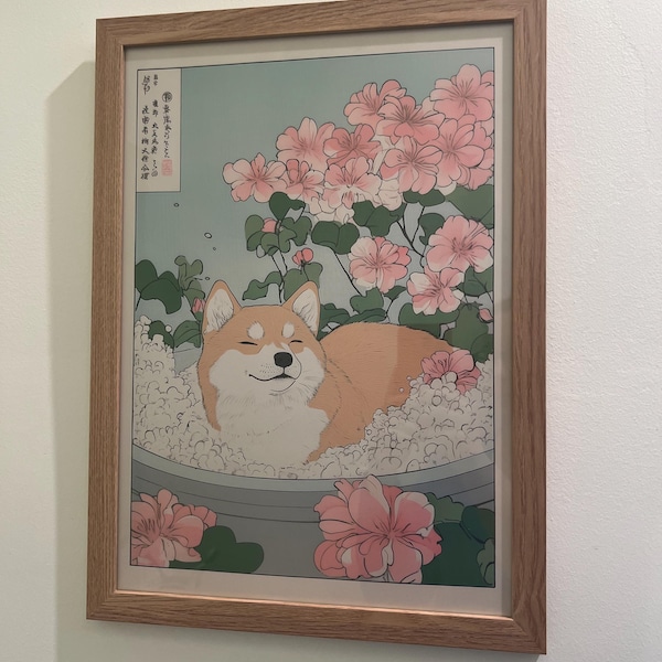 Shiba Inu Art Print: Ukiyo-e Japanese Bathroom Print - Etsy
