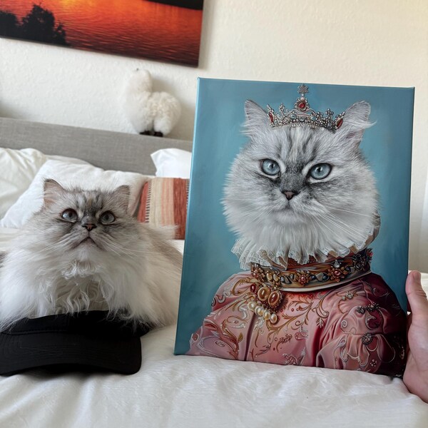 Custom Costume Portrait From Photo Yorkie King, Royal Dog Pet in Rococo ...