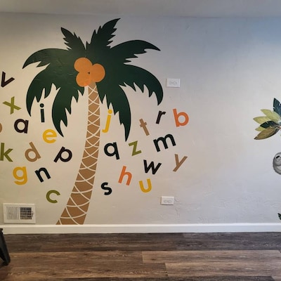 Alphabet Palm Tree Wall Decal Nursery Wall Decal Nursery Decals - Etsy