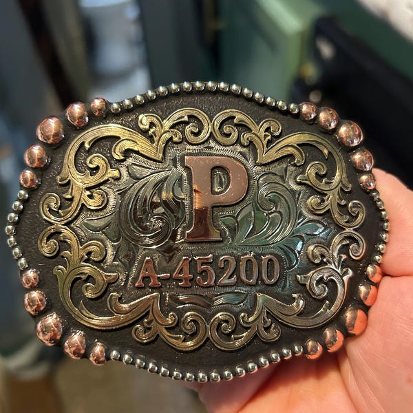 Trophy Western Belt Buckle Custom Made German Silver Hand Engraved ...