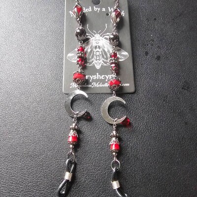 Witch Potion Silver or Gold Eyeglass Chain Czech Crystal Opal Beads ...