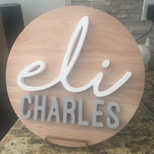 12 Round Custom Name Wood Sign Baby Name Sign - Etsy
