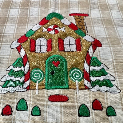 Gingerbread House Applique Machine Embroidery Design Candy Christmas ...