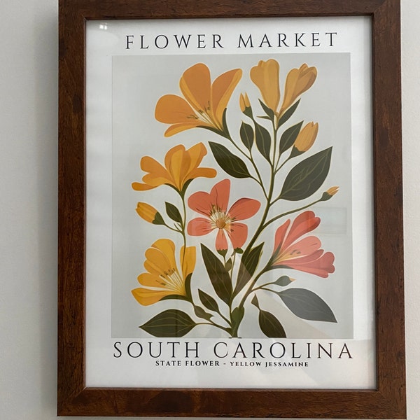 South Carolina State Flower Print, South Carolina Flower Market Print ...