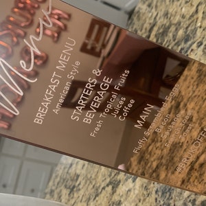 Standing Luxury Wedding Menu, Table Mirror Acrylic Engraved Menus With ...