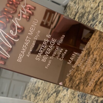 Standing Luxury Wedding Menu, Table Mirror Acrylic Engraved Menus With ...