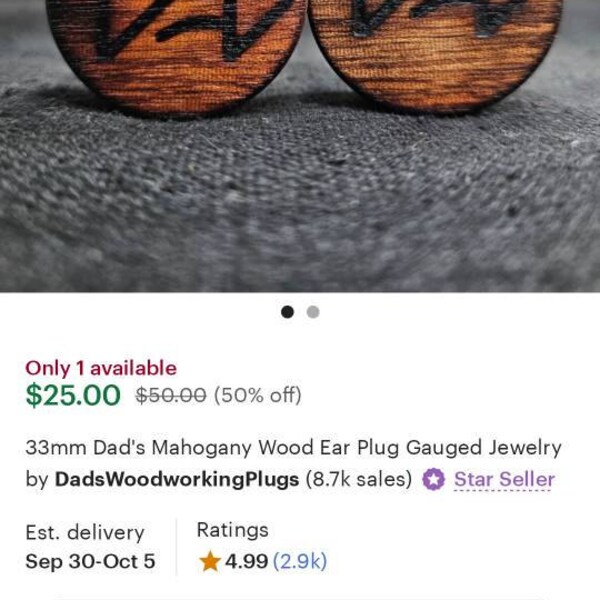 51mm Dad's Mahogany Wood Ear Plug Gauged Jewelry - Etsy