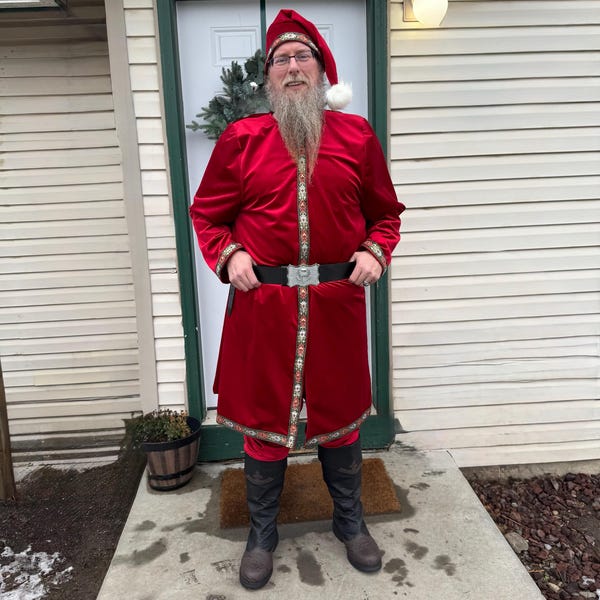 Old World Santa Suit Wine Super Soft Velvet Santa Claus Jacket Coat ...