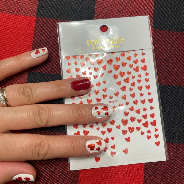 Glitter Sugar Heart Nail Art Stickers Hearts Nail Art Decals Heart ...