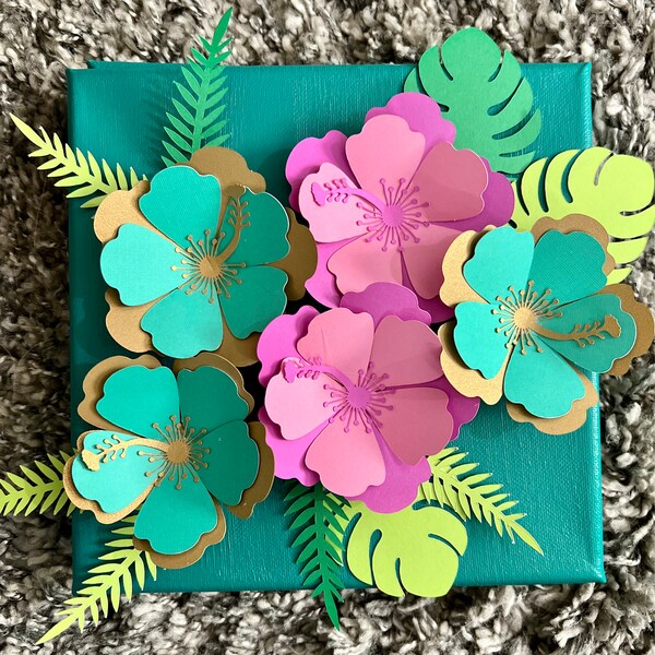 Svg Paper Flower Hibiscus Template, TROPICAL SET Hawaiian Flower,3 ...