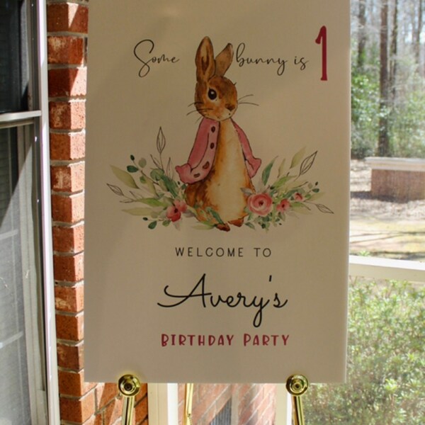 Peter Rabbit Birthday Welcome Sign, Personalized First Birthday Sign ...