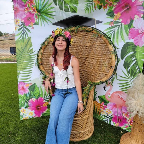 Hawaiian Flower Graduation Cap Backdrop, Customized Floral Background ...