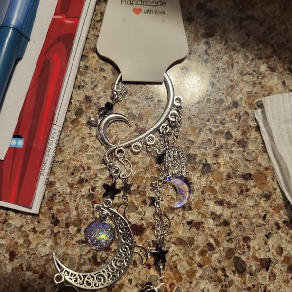 Luna Raven Ear Cuff With Purple Quartz Crystal, Bird Skull Ear Cuff ...