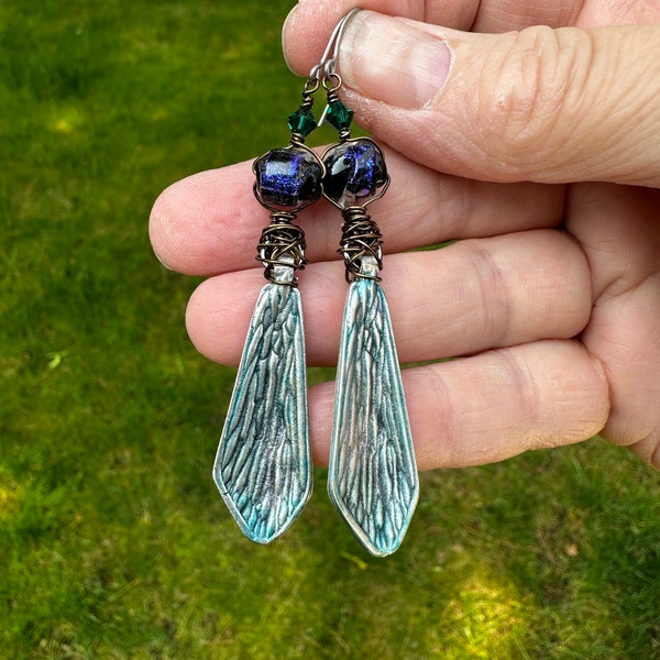 Hand Painted Denim Blue Overlapping Wood Beads Statement Necklace - Etsy