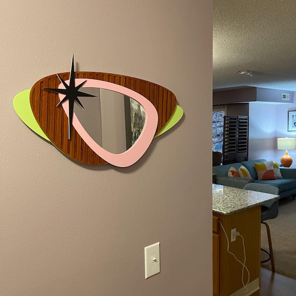Mid Century Modern "strata Ii" Wall Mirror: Retro Futuristic Decorative ...