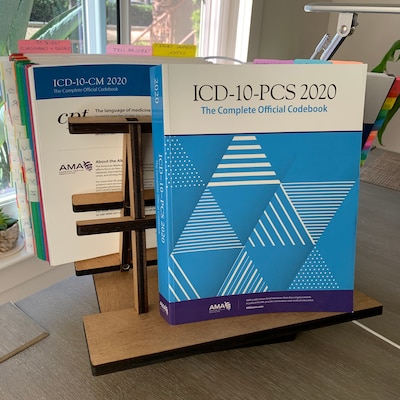 2-sided Medical Coding Rotating Book Carousel Stand Wood Cooking ...