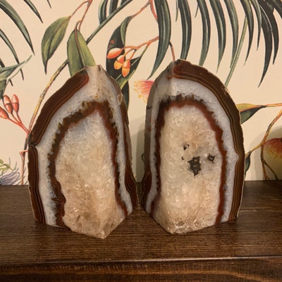 Red Rust Agate Natural Edge Microcrystalline Quartz Premium Bookends ...