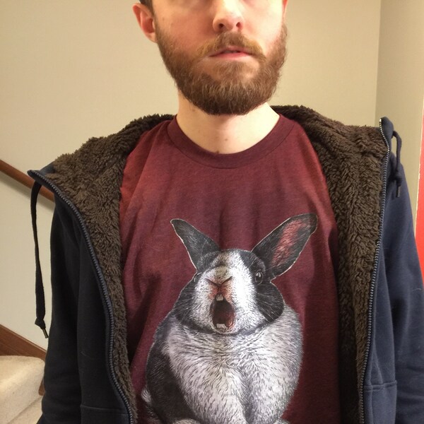 Fierce Bunny T Shirt Ferocious Rabbit Tee Growling Bunny Rabbit Shirt ...