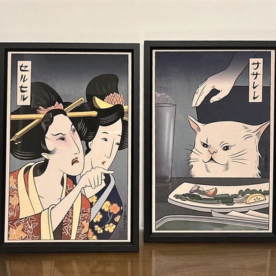 Longcat Vs. Tacgnol Ukiyo-e Style Set of 2 Giclee Prints - Etsy