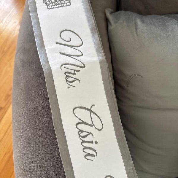 Custom Embroidered Pageant Sash With Cursive Font - Etsy