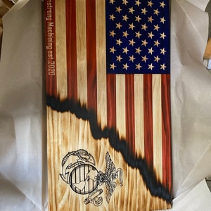USMC Wooden American Flag Personalized Military Retirement - Etsy