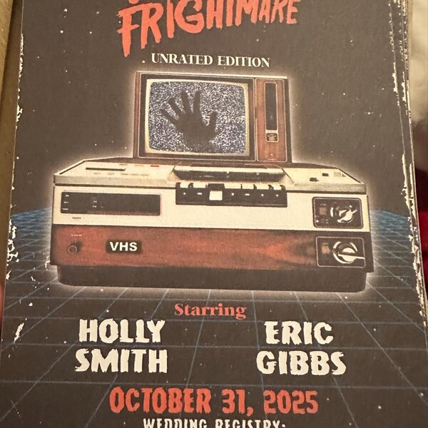 Personalised 1980's Horror Movie VHS Tape Inspired Wedding Invite ...