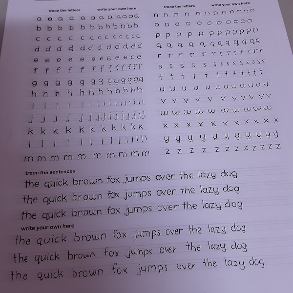 Printable Handwriting Worksheets–5 Pages (letters, Words, and Sentences ...