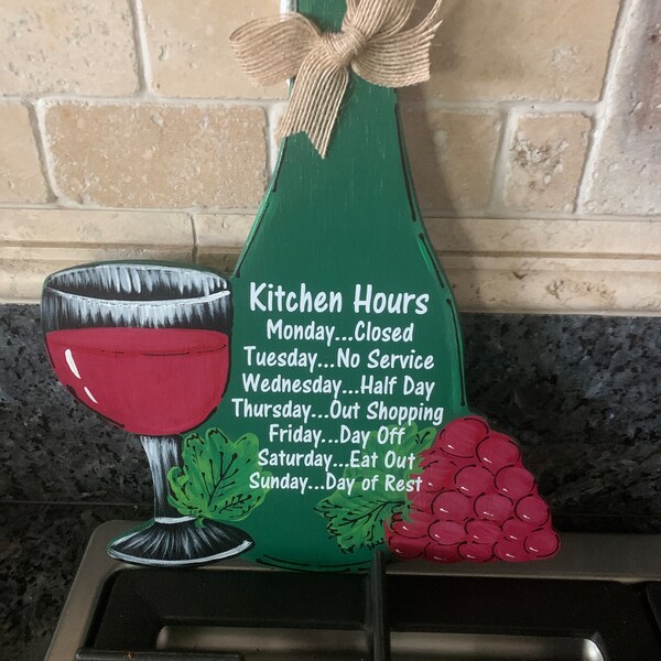 APPLE Kitchen Hours SIGN Wall Hanger Hanging Plaque Decor Handcrafted ...
