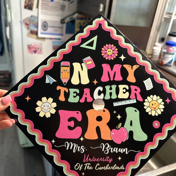 Personalized Teacher Graduation Cap Topper, Teacher Grad Cap Topper, in ...