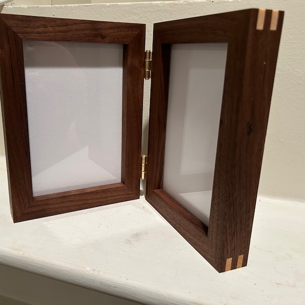 Solid Hardwood Bifold Picture Frame in Walnut Maple | Hinged Frame ...