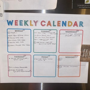 Kids Weekly Calendar Cute Colorful Printable Children's Weekly Planner ...