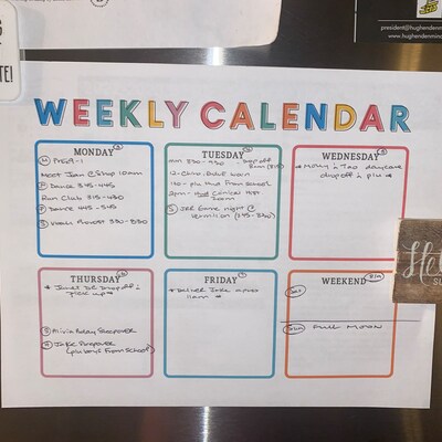 Kids Weekly Calendar Cute Colorful Printable Children's Weekly Planner ...