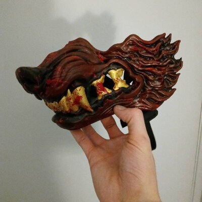 Samurai Wolf Mask, Samurai Mask, Oni Mask, Mempo Cosplay Handmade Fan ...