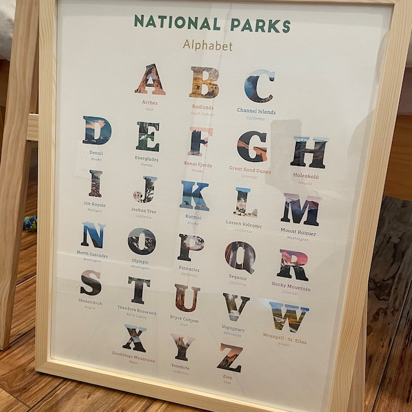 National Park Nursery Decor Alphabet Poster • National Park Baby Shower ...