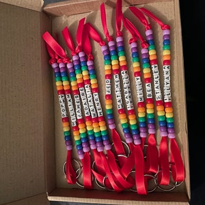 Personalised Beaded Bag Tag or Keychain for School Bags, PE Bags or ...