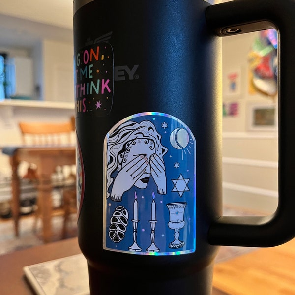 Shabbat Shalom Jewish Holographic Sticker, Judaism, Challah, Kiddush ...