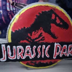 Jurassic Park T-rex Dinosaur Rustic Concrete Sign / Logo Decoration ...