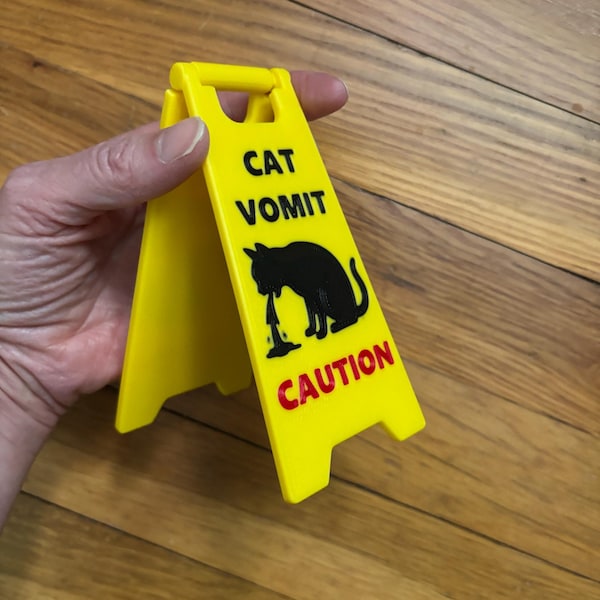 Mini Cat Vomit Wet Floor Sign (5 Inches Tall) - Etsy