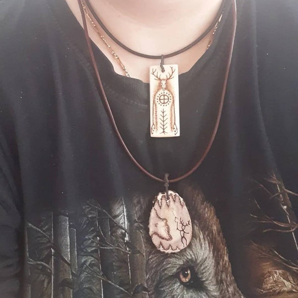 Ancient Shaman Amulet, Bone Pyrography, Nordic Stone Bronze Age Art ...