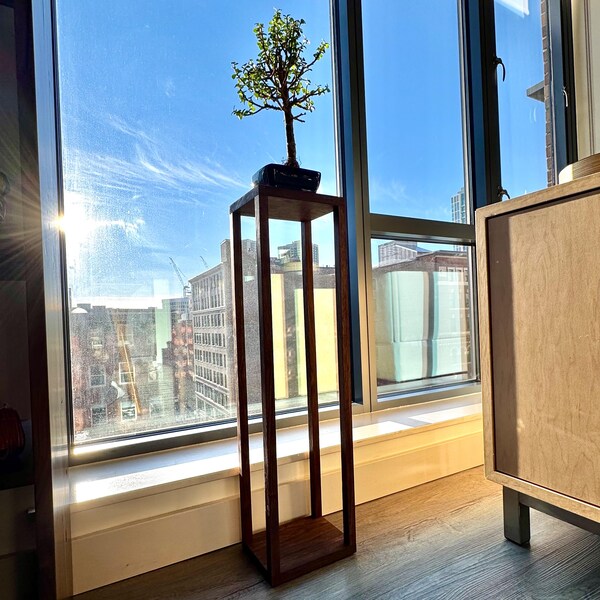 Solid Walnut Modern Rectangle Stand | Geometric Vase | Tall Stand ...