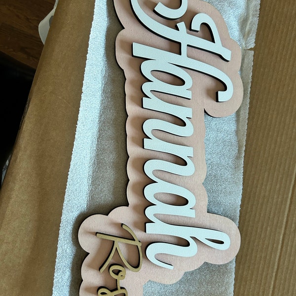 Large Wood Name Sign Nursery Name Sign Above Crib Cut Out Layered Baby ...